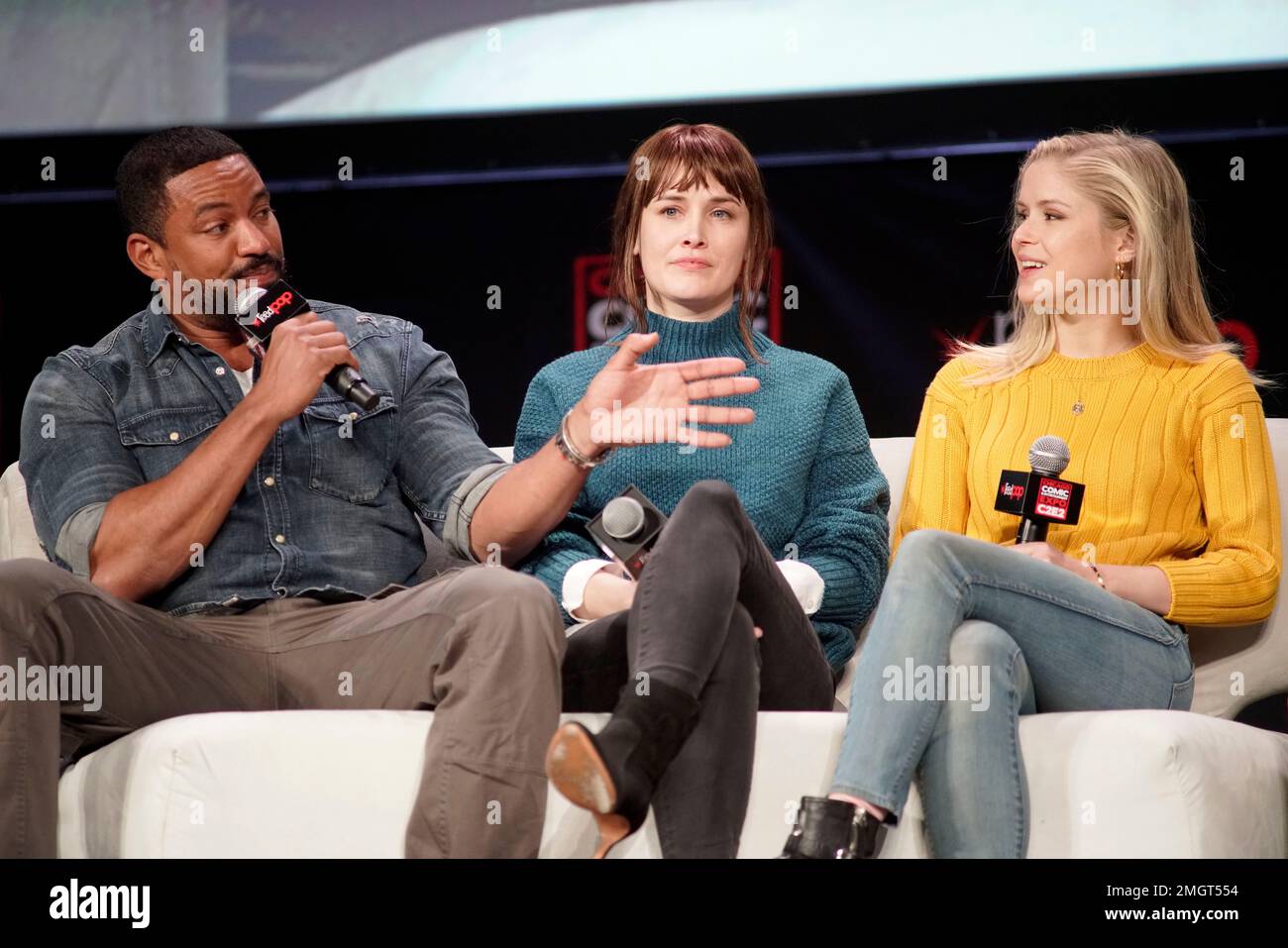 Laz Alonzo, from left, Dominique McElligott and Erin Moriarty ...