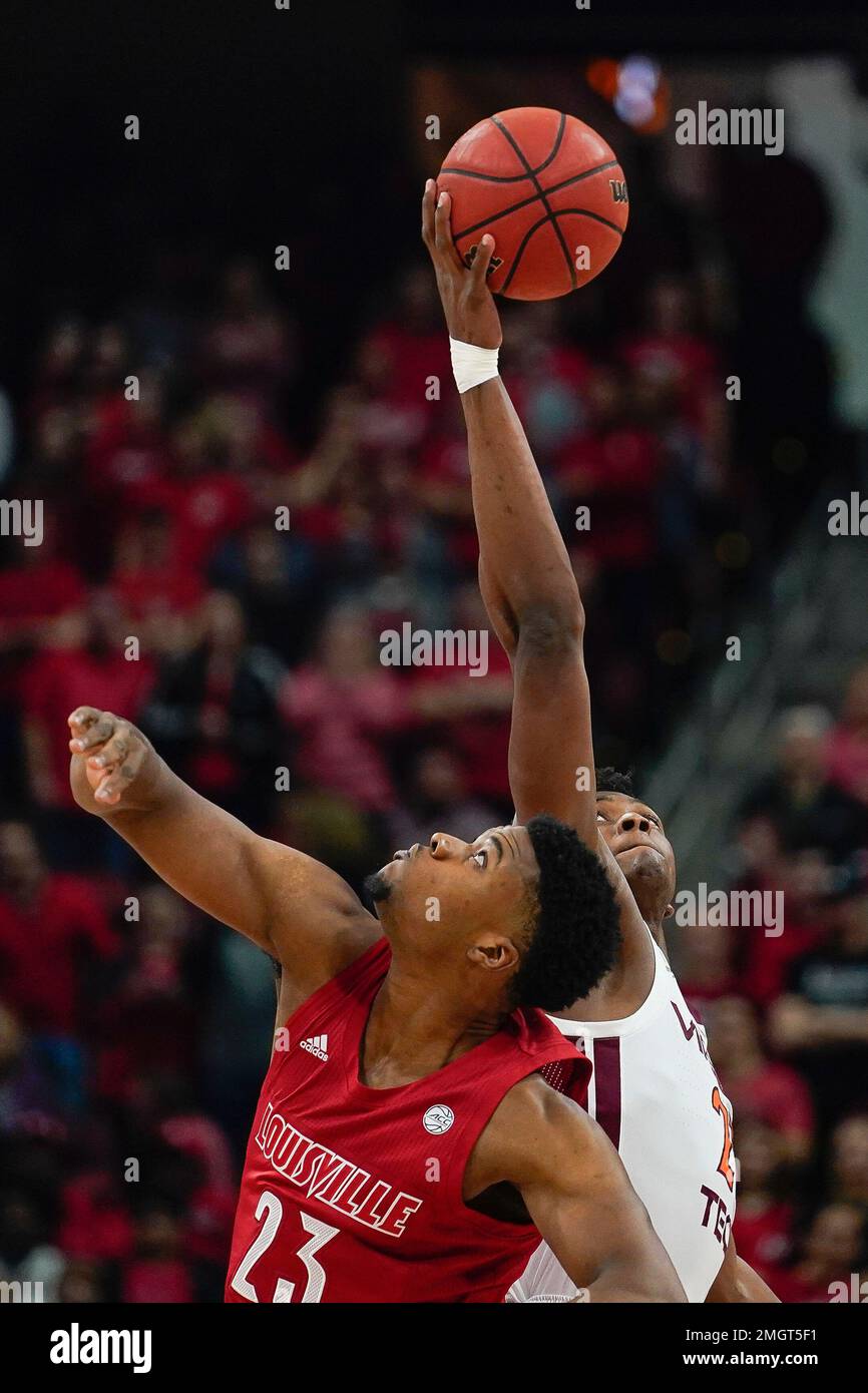 Virginia Tech guard Landers Nolley II (2) and Louisville center Steven ...