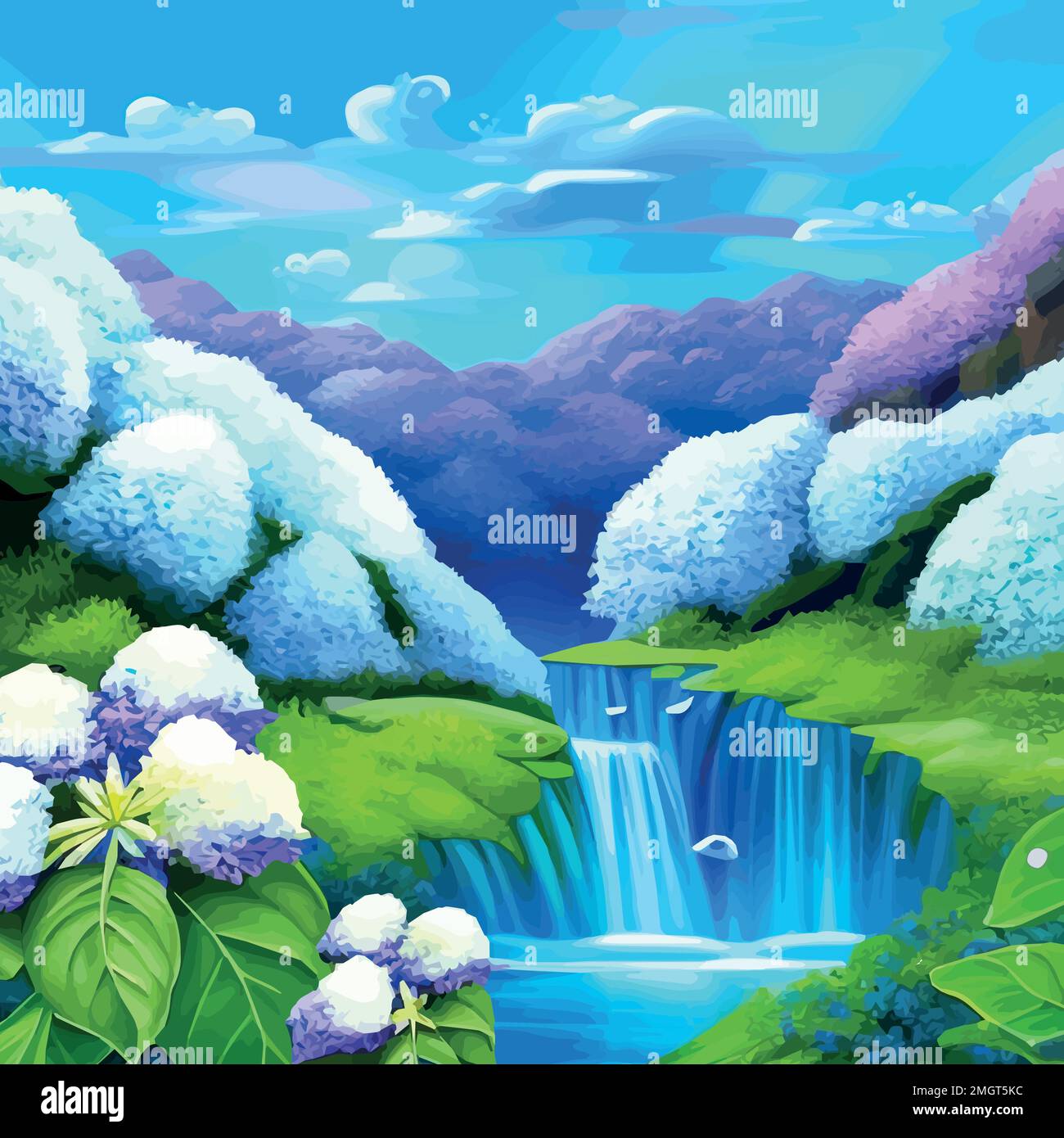 Mountain blue sky yellow flower Stock Vector Images - Alamy