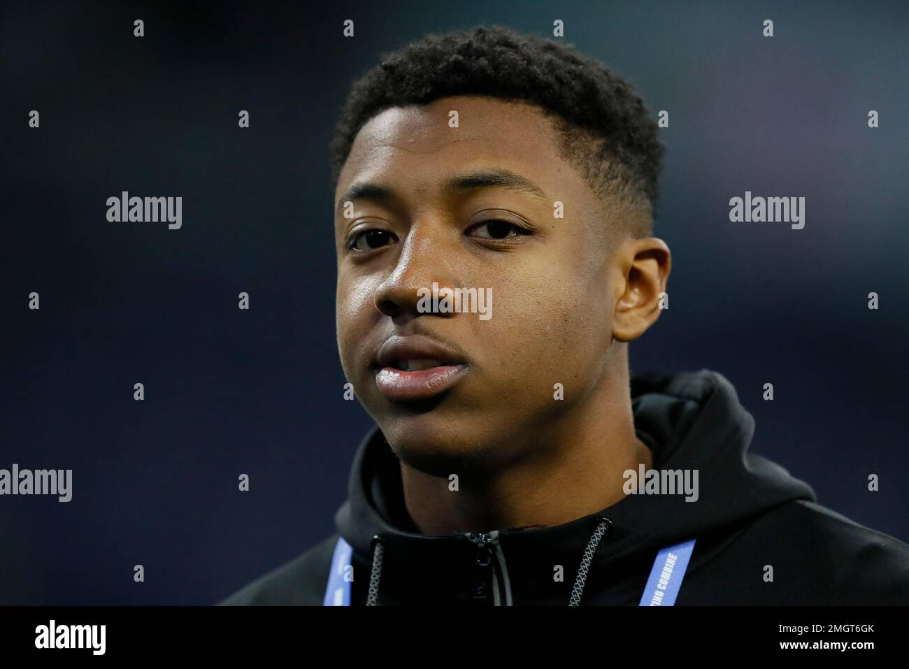 Virginia defensive back Bryce Hall watches the 40-yard dash at the NFL ...