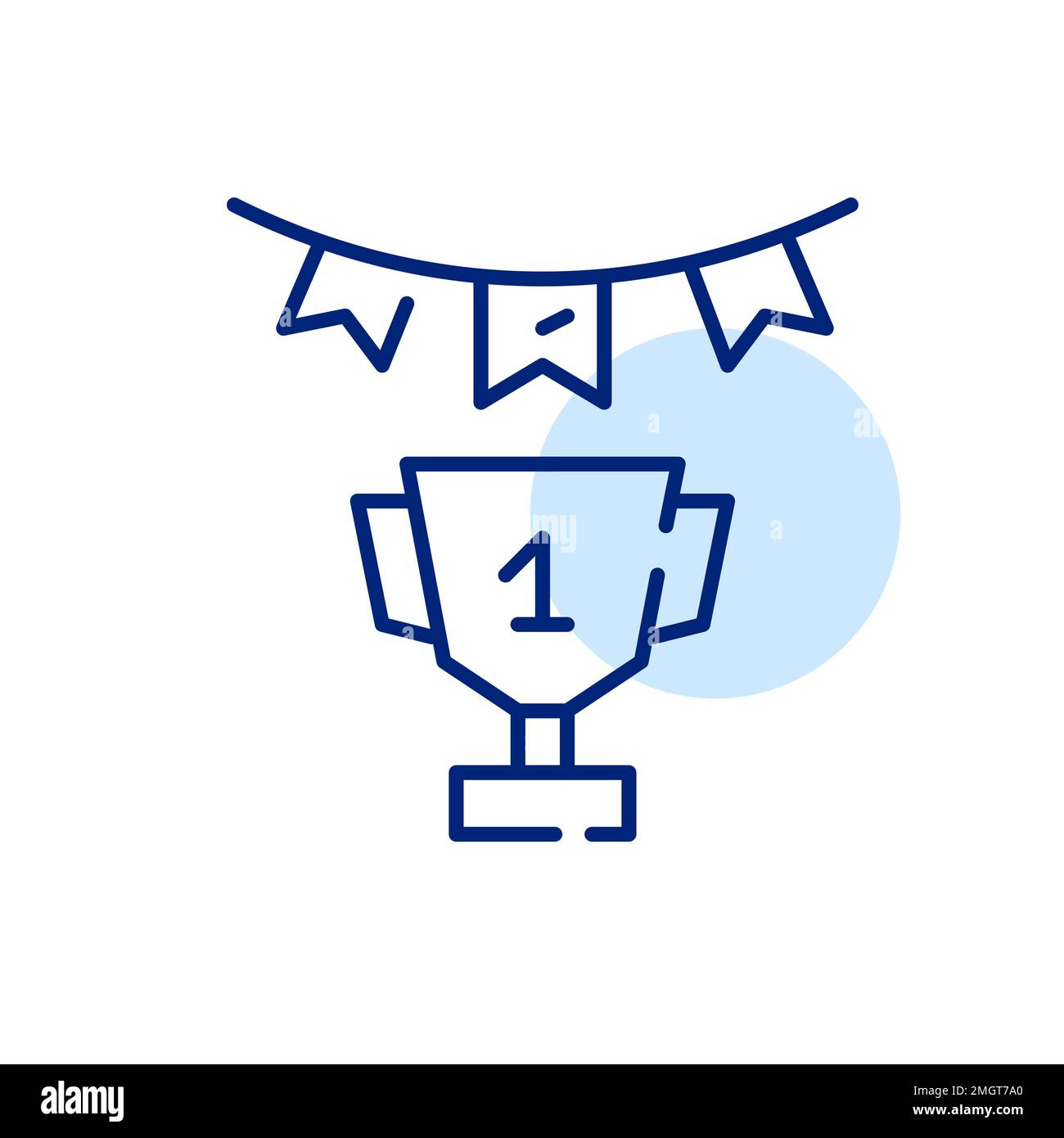 First place cup with garland. Pixel perfect, editable stroke line icon ...