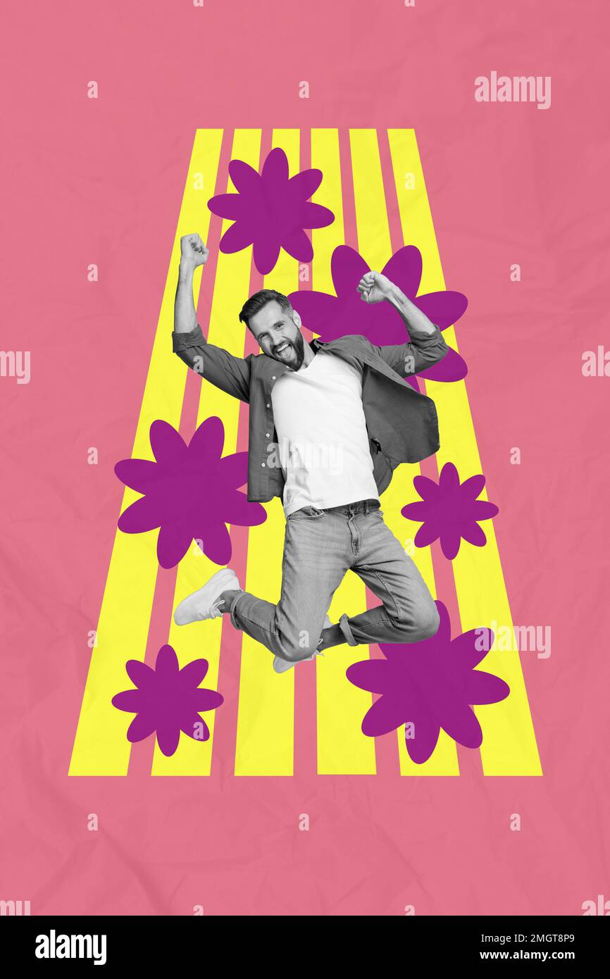 Creative 3d photo collage artwork graphics painting of funny lucky guy ...