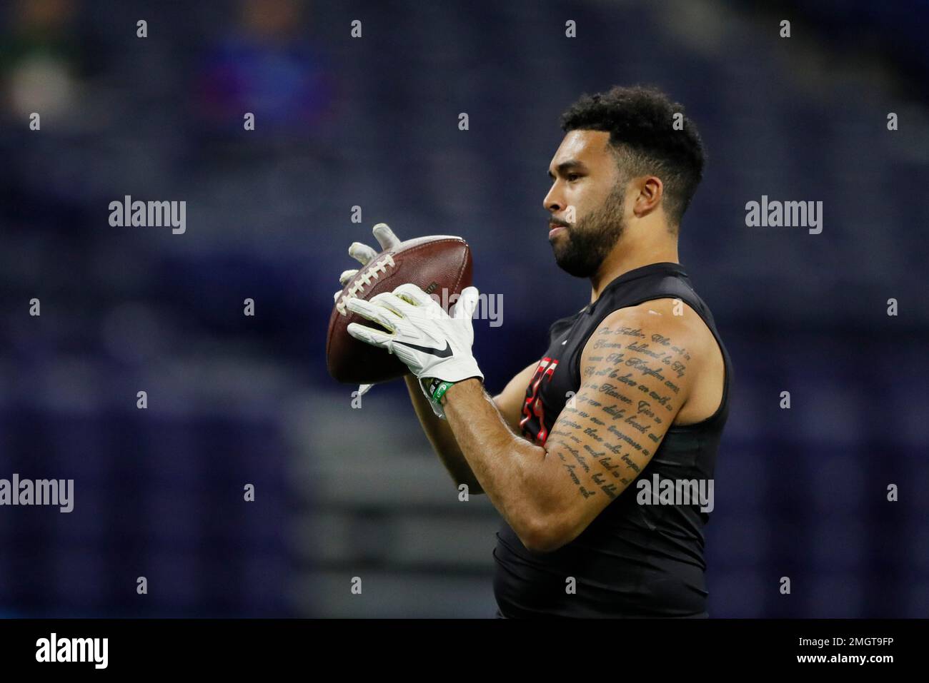 Wake Forest linebacker Justin Strnad runs a drill at the NFL football ...