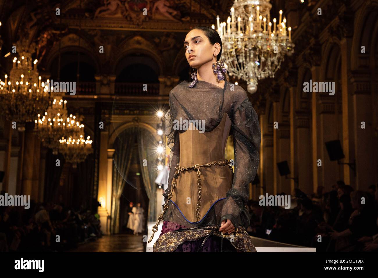A model wears a creation for the Vivienne Westwood fashion collection ...