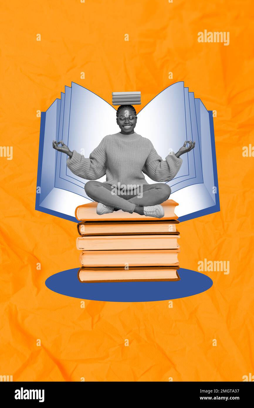 Photo artwork minimal collage picture of carefree lady enjoying good ...