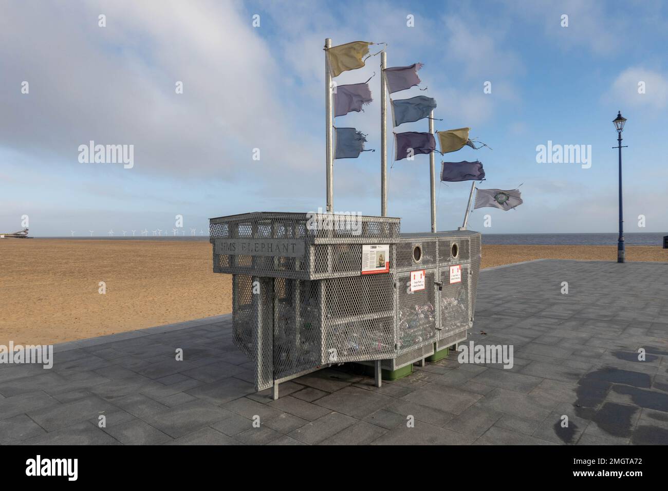 HMS Elephant bottle bank on Great Yarmouth promenade Stock Photo - Alamy