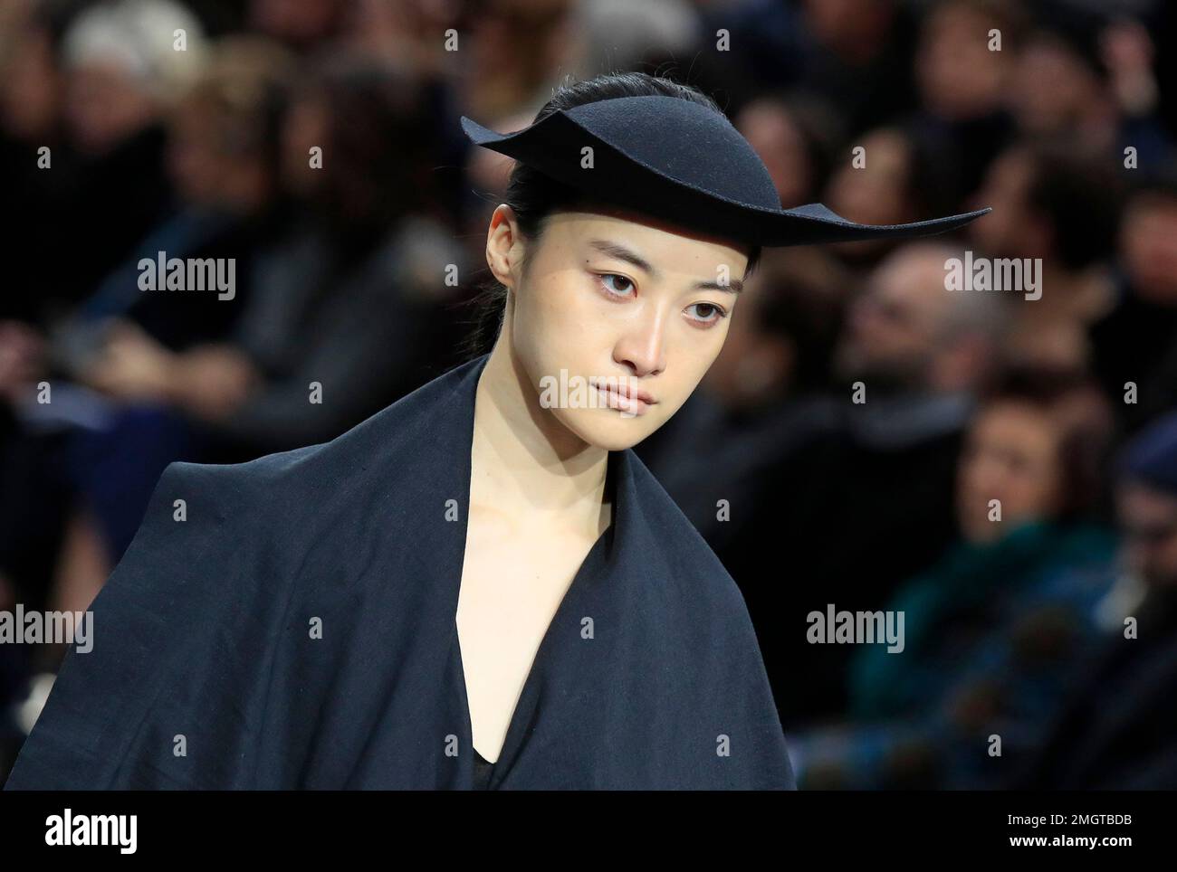 A model wears a creation for the Issey Miyake fashion collection during ...