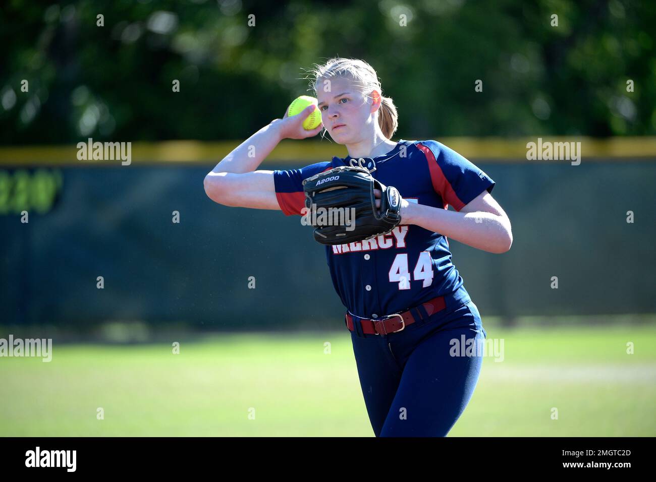 Detroit Mercy's Olivia Warrington (44) warms up before an NCAA college ...