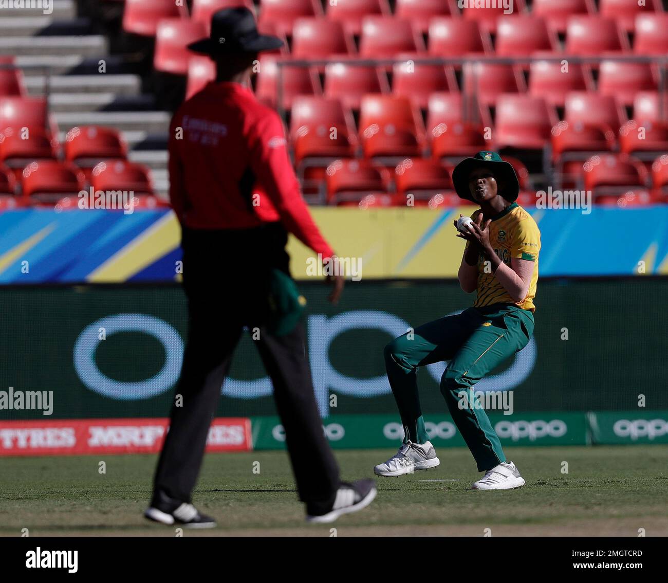 South Africa's Ayabonga Khaka catches out Pakistan's Muneeba Ali during ...