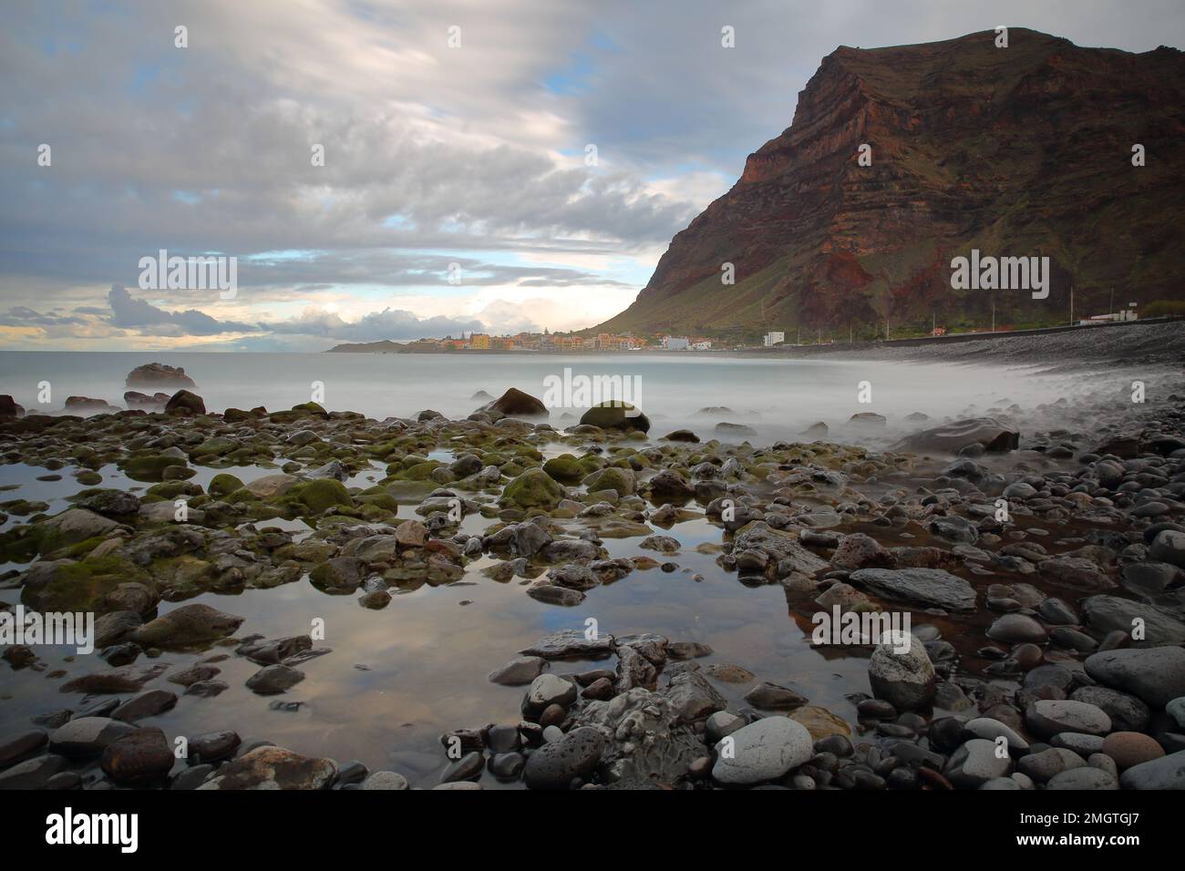 The rocky beach of La Playa in La Puntilla, Valle Gran Rey, Canary ...