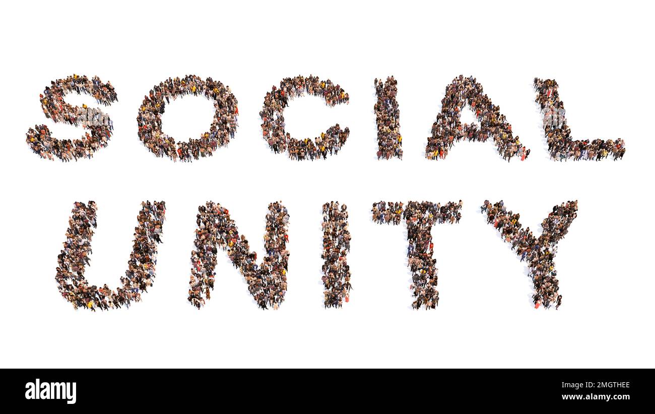 Concept conceptual large community of people forming SOCIAL UNITY ...