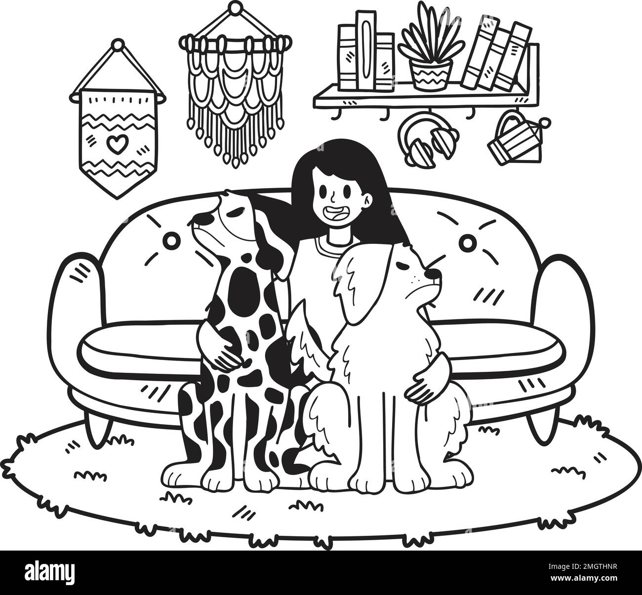 Hand Drawn The dog is angry with the owner illustration in doodle style ...