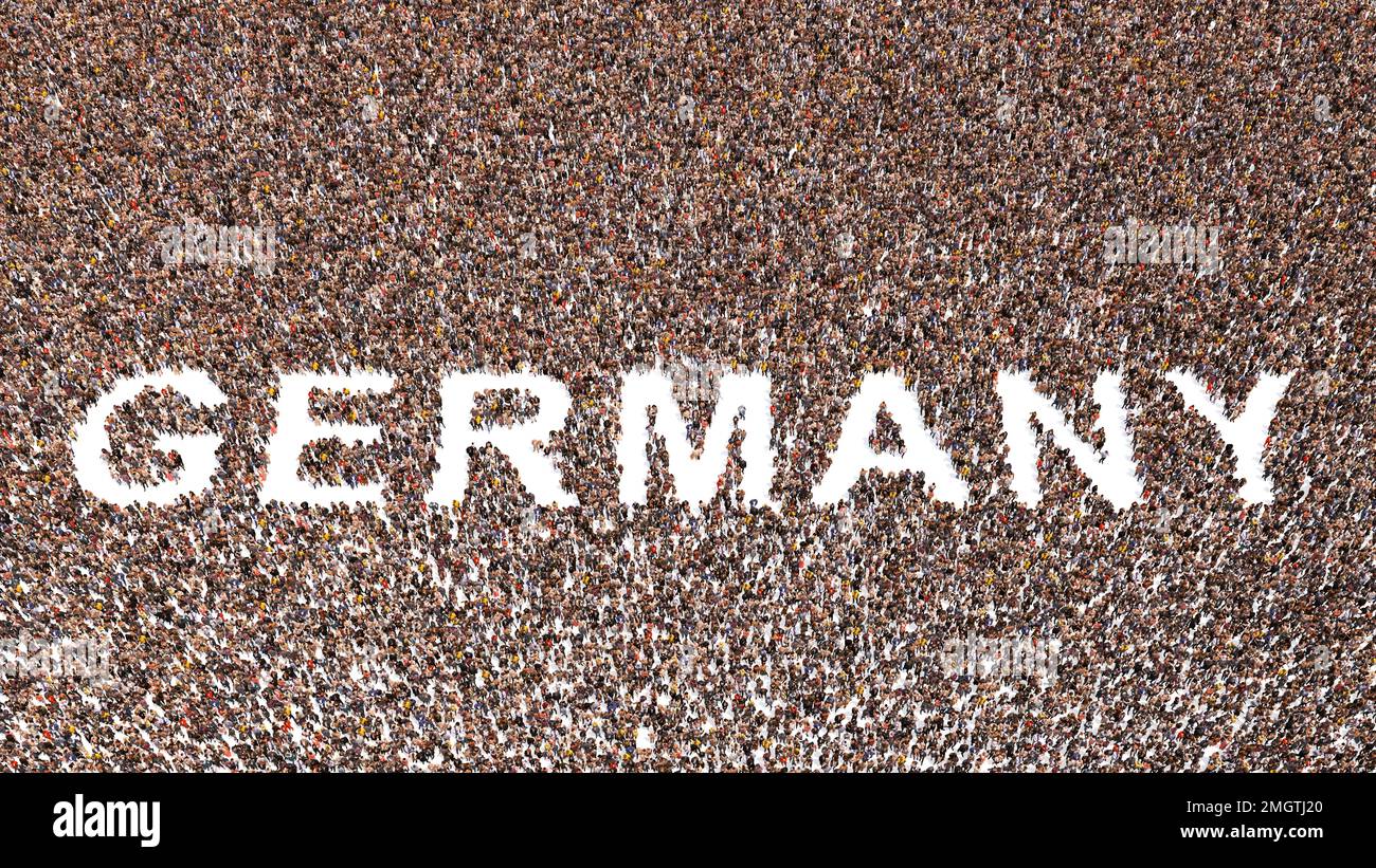 Concept or conceptual large community of people forming the word ...
