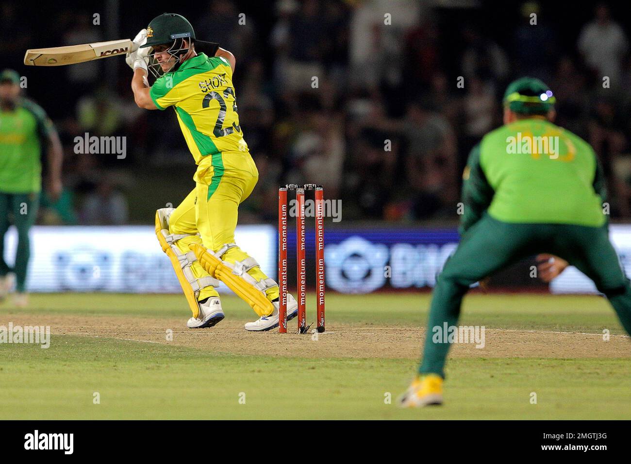 Australian batsman D'Arcy Short plays a shot during the ODI cricket ...