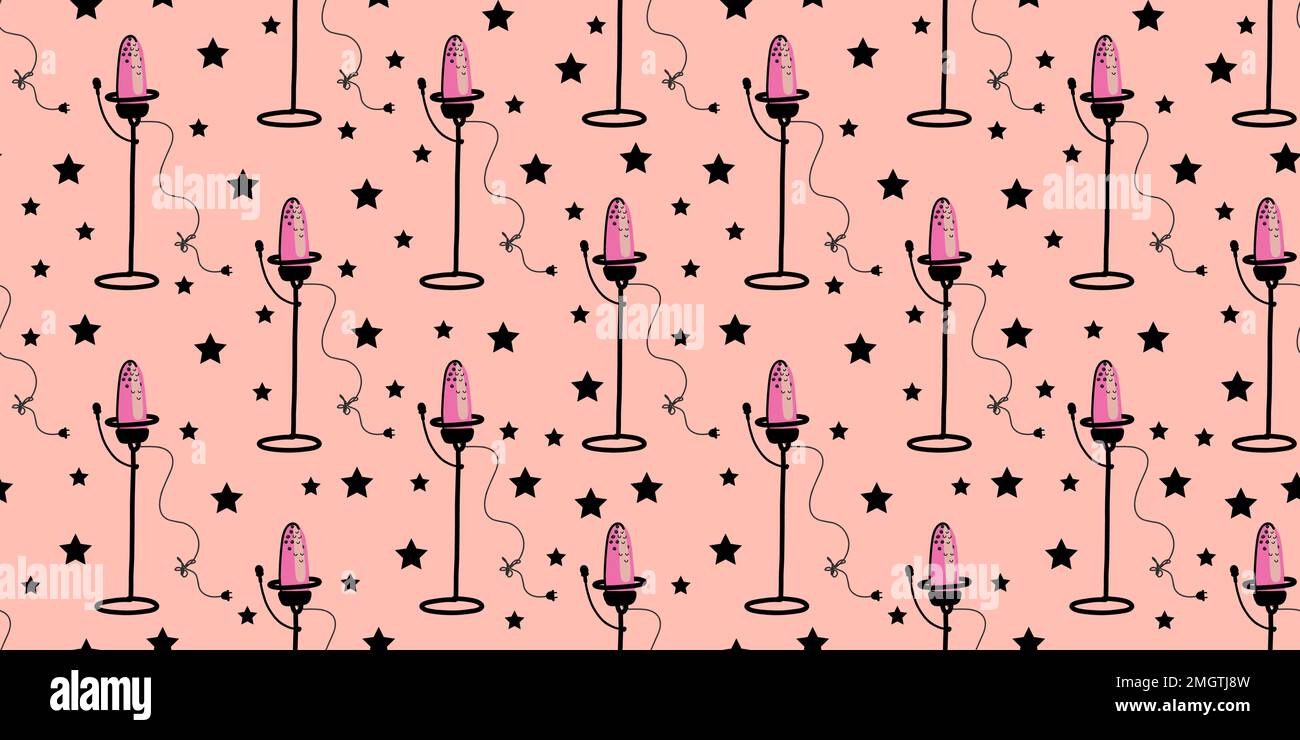 Podcast design. Microphone on a light background pattern.Vector ...