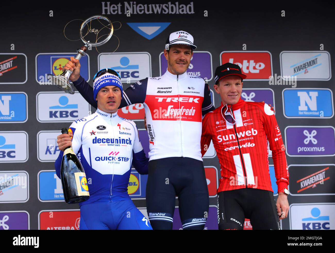 First place, Belgium's Jasper Stuyven of the Trek-Segafredo team ...