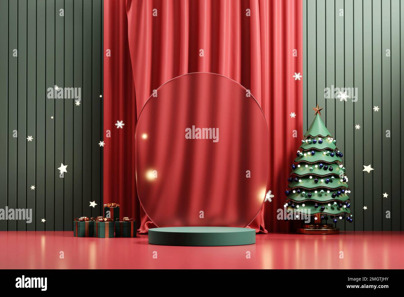 Merry Christmas event product display podium with decoration background ...