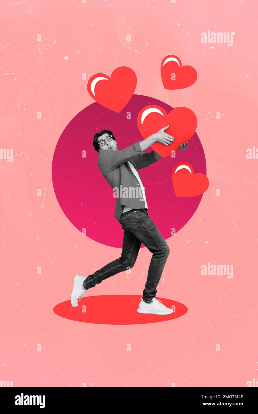 Photo artwork minimal collage picture of funny funky guy holding ...