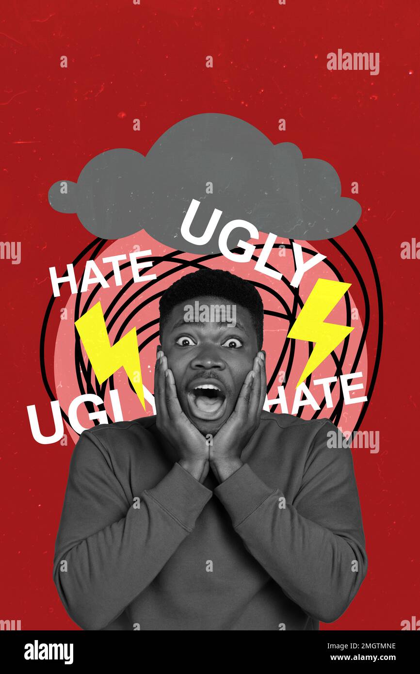 Creative 3d photo collage artwork graphics painting of impressed guy ...