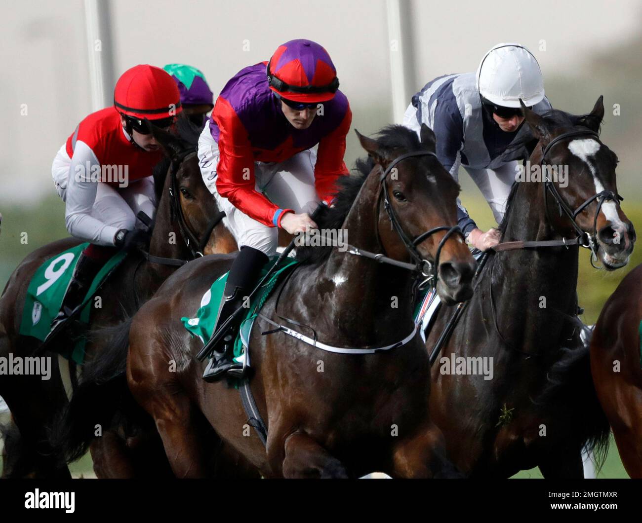 Horses take off after the start of the first race of the $20 million ...