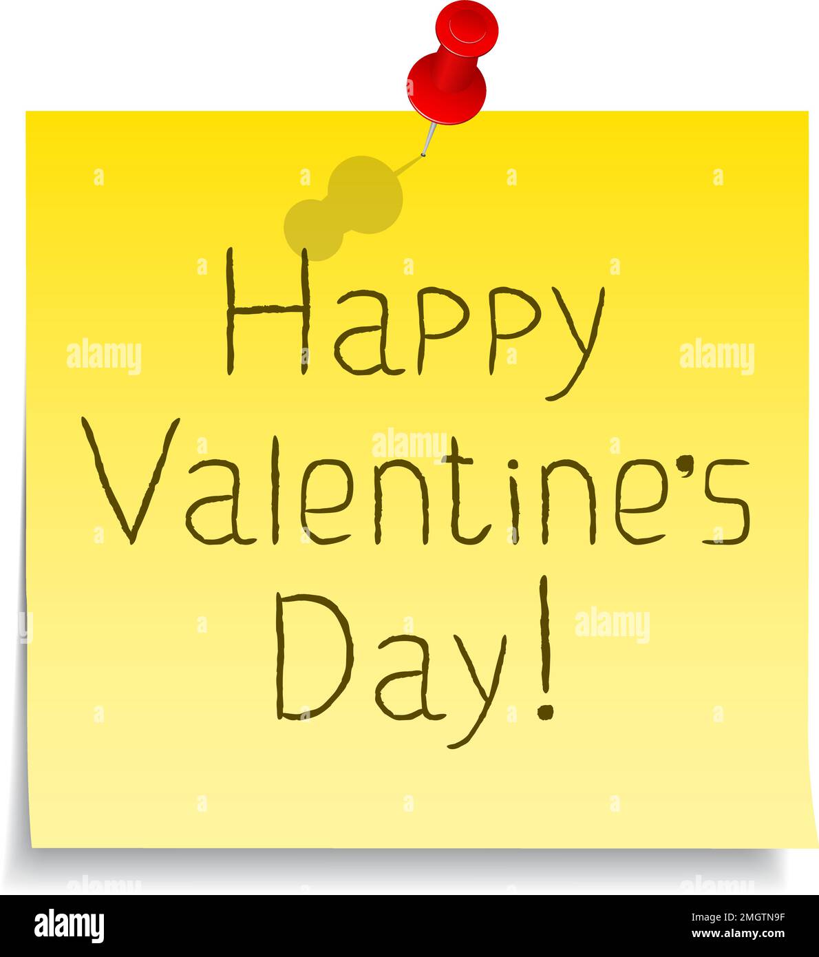 Happy Valentine's day congratulation on yellow paper note, vector eps10 ...