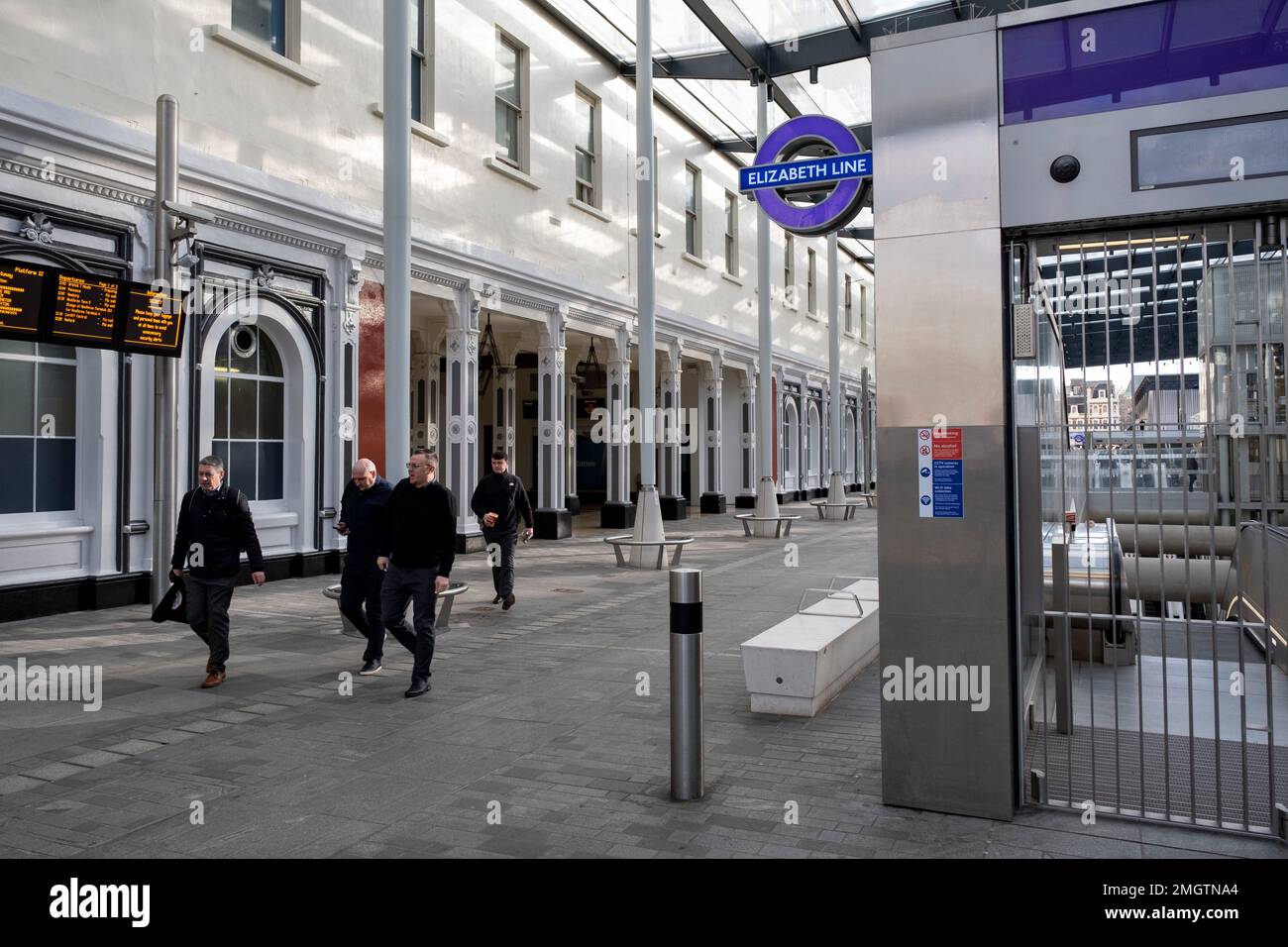 People on the new concourse outside London Paddington railway station ...