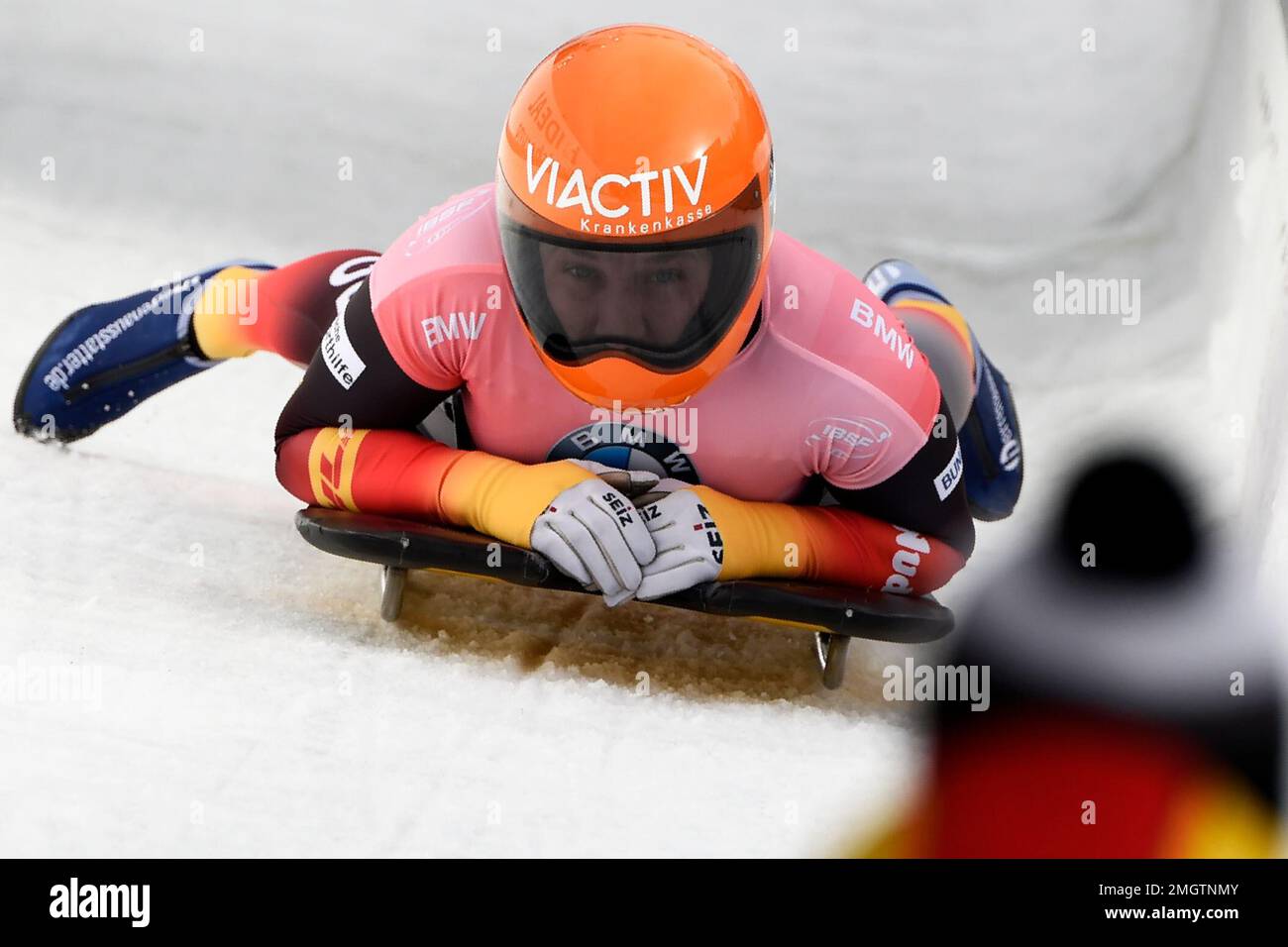 Winner Tina Hermann of Germany crosses the finish line during the women ...