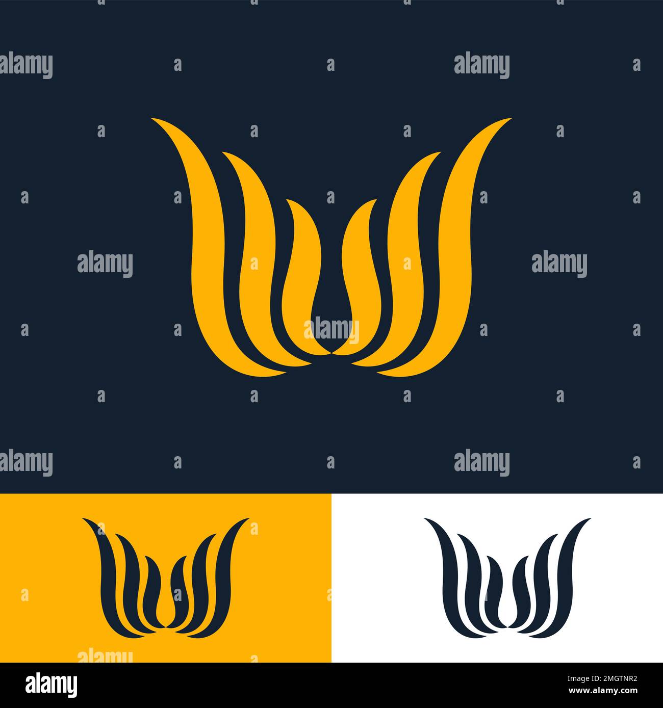 letter W shape logo template with abstract wings, logo with modern and ...