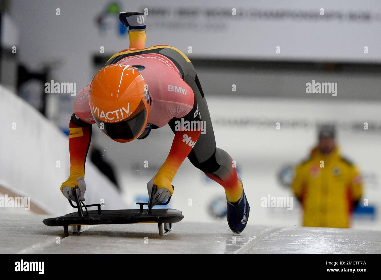 Tina Hermann of Germany starts during the women's Skeleton competition ...