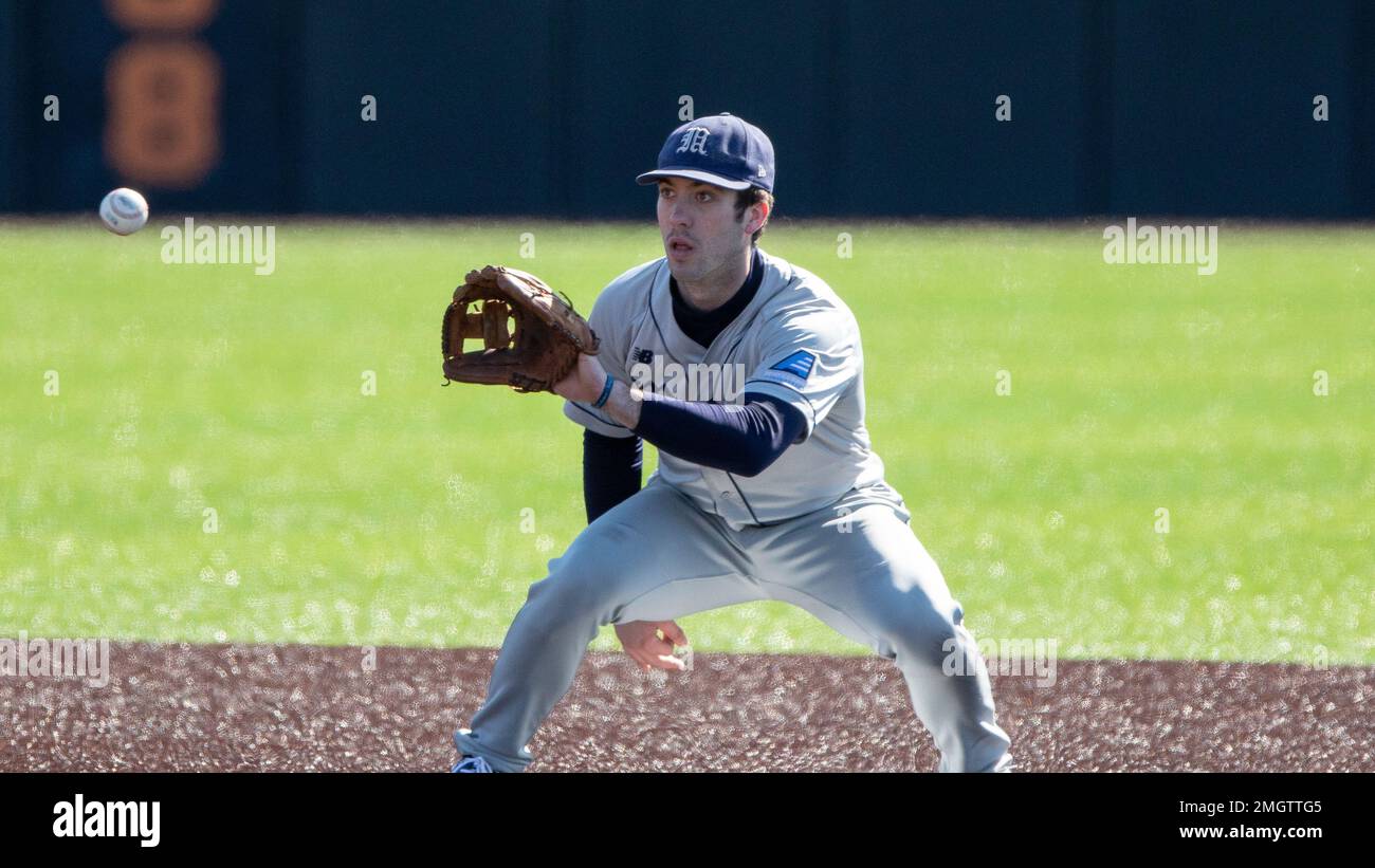 Maine's Jeffrey Omohundro (9) makes a catch during an NCAA baseball ...