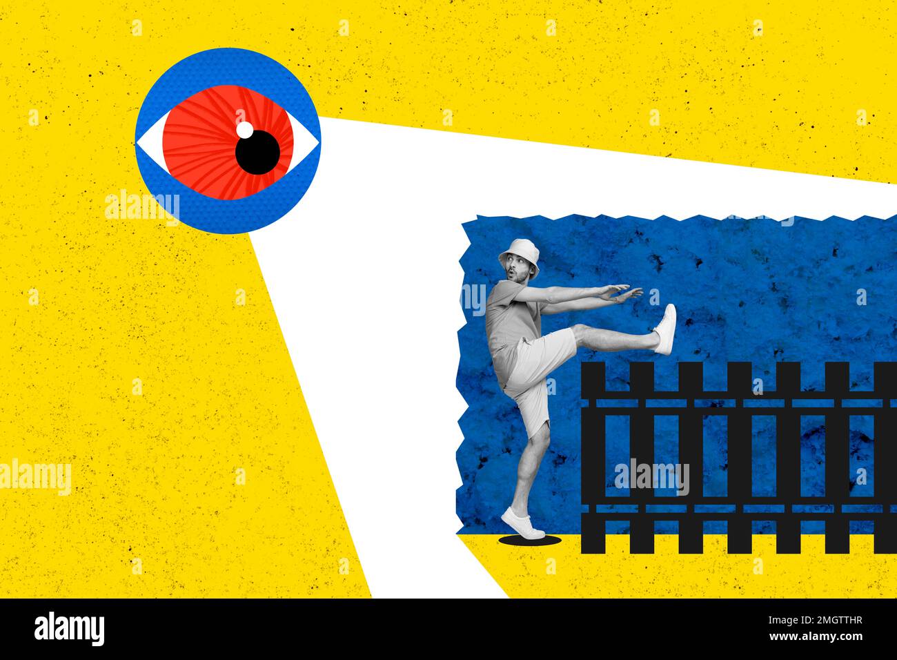 Creative photo 3d collage artwork poster postcard of crazy funky man ...