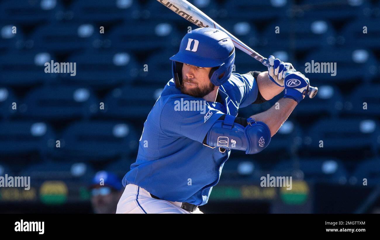 Duke's Chris Crabtree (3) bats during an NCAA baseball game on Saturday ...