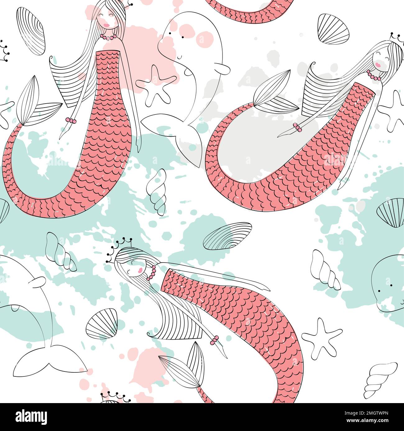 Vector cute mermaid Stock Vector Image & Art - Alamy