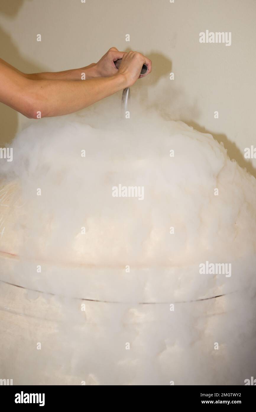 hands man in Red Wine terracotta amphora Barrel Fermentation harvest ...