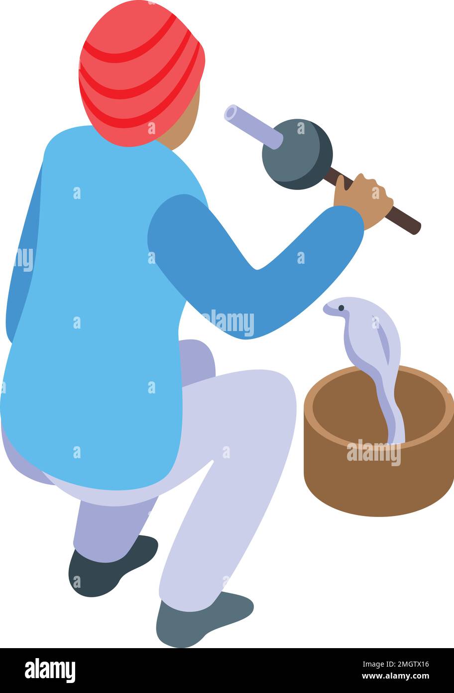 Snake charmer icon isometric vector. Indian sage. Dance flute Stock ...