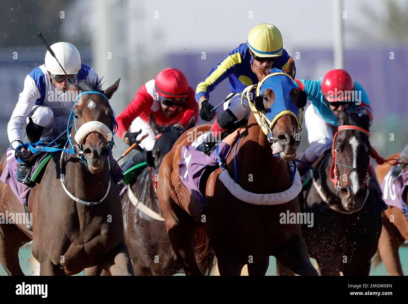 Horses take off after the start of $20 million horse race, the Saudi ...