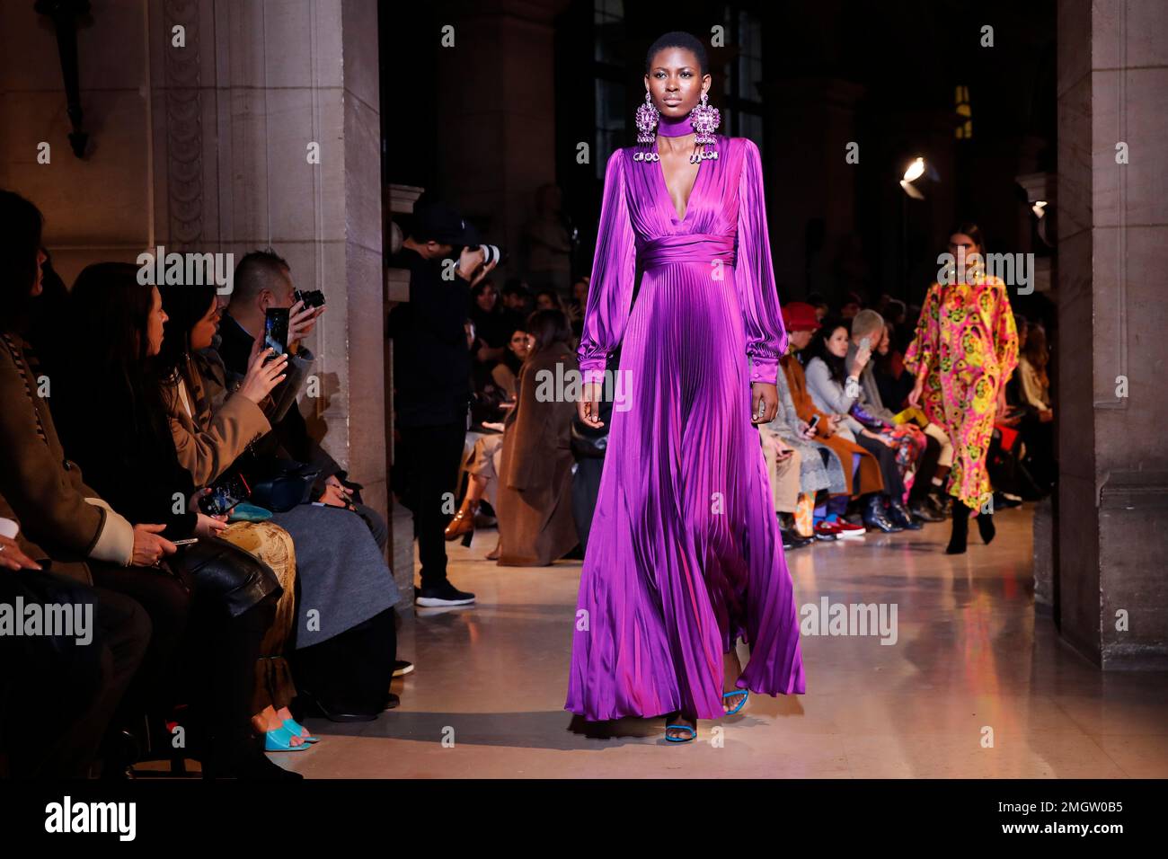 A model wears a creation for the Andrew GN fashion collection during ...