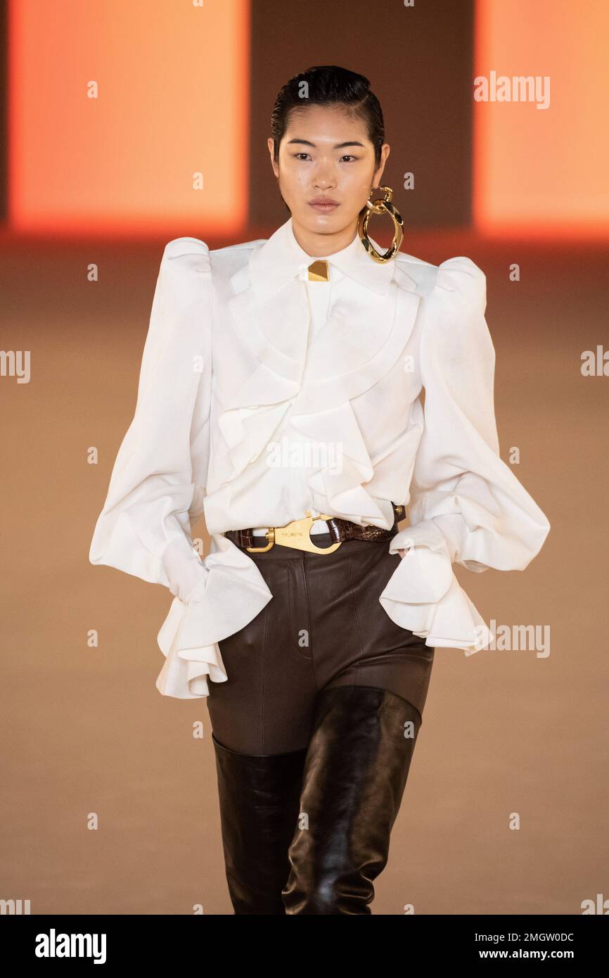 A model wears a creation for the Balmain fashion collection during ...