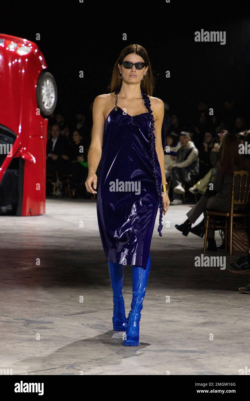 A model wears a creation for the Off White fashion collection during ...