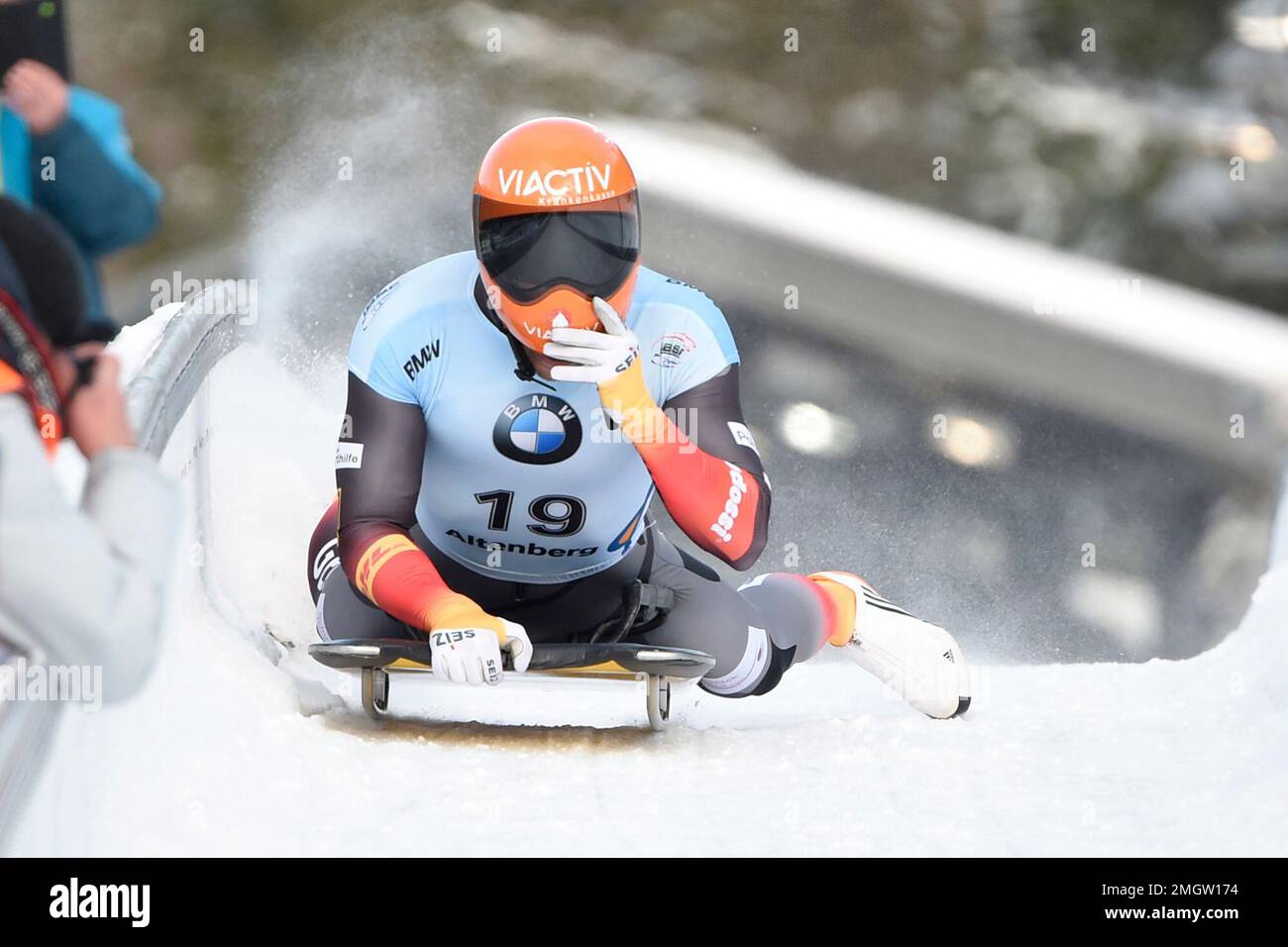 Christopher Grotheer from Germany competes to win the Skeleton ...