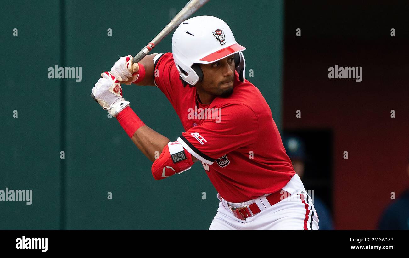 North Carolina State's Jose Torres (8) bats during an NCAA baseball ...