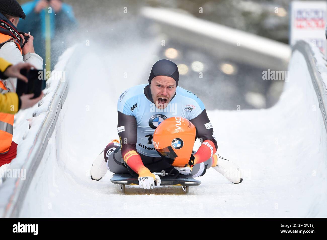 Christopher Grotheer from Germany competes to win the Skeleton ...