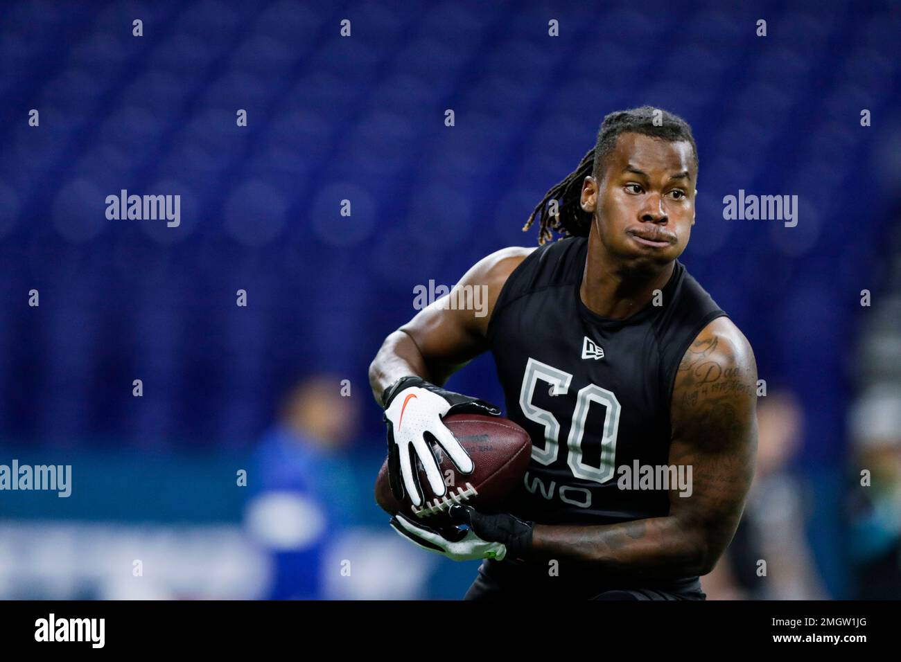 Michigan State wide receiver Darrell Stewart runs a drill at the NFL ...