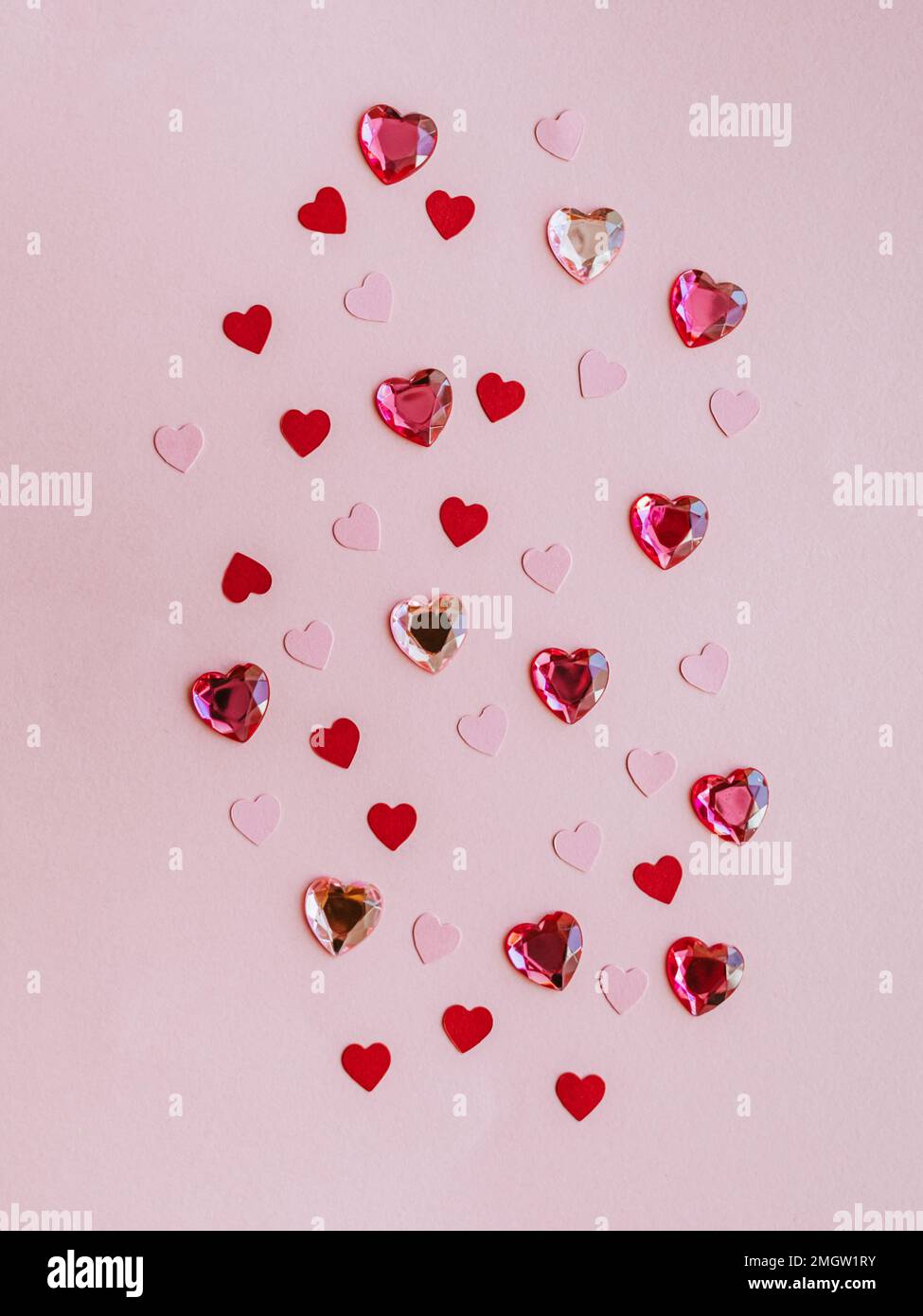 Pink valentines day background with different hearts. Valentine day ...