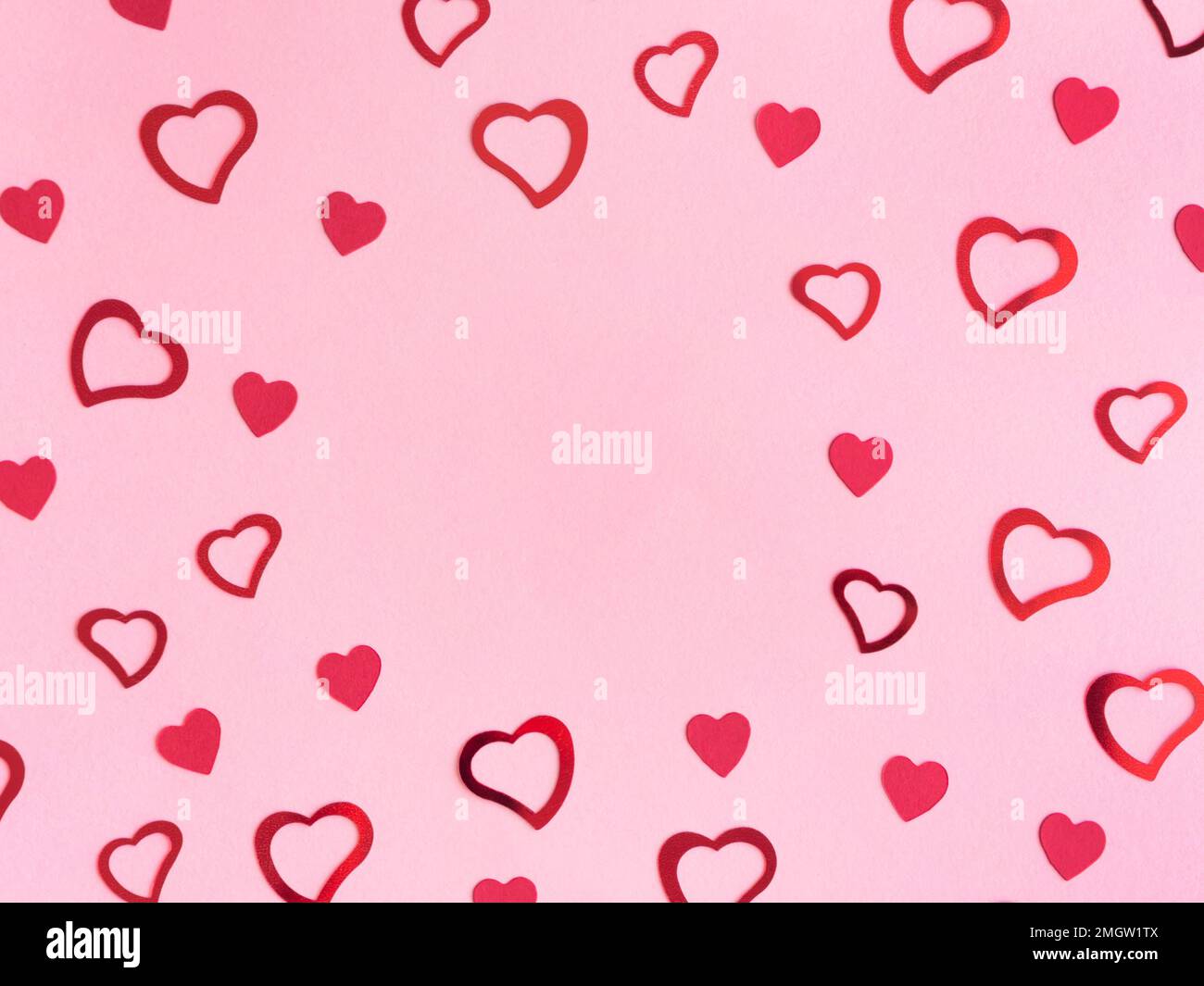 Pink valentines day background with different hearts. Valentine day ...