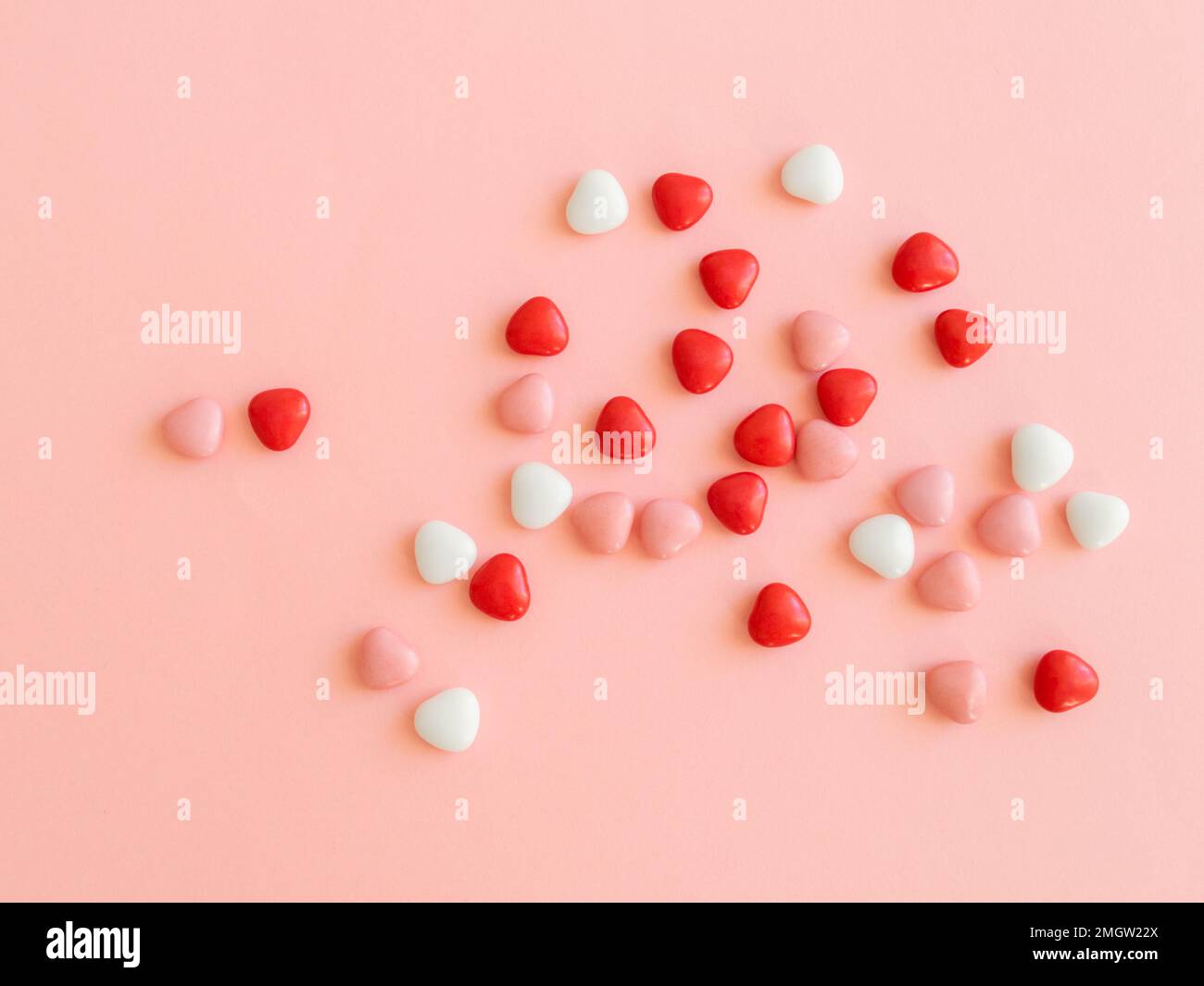 Pink valentines day background with different sweet hearts. Valentine ...