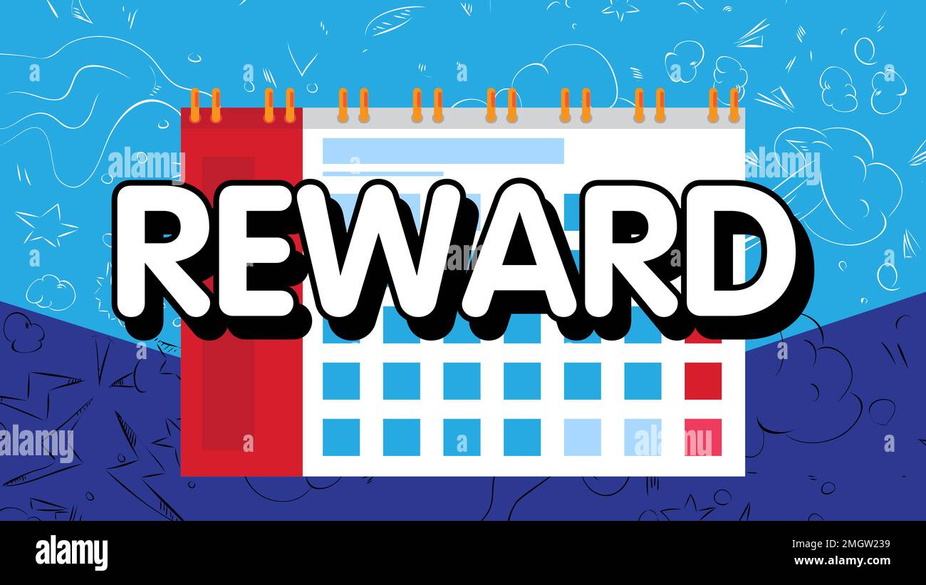 Reward text with Calendar. Cartoon vector illustration Stock Vector ...