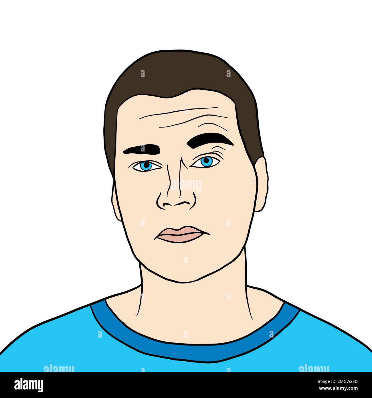 Mans Face With Emotion Pop Art Style Illustration Comic Book