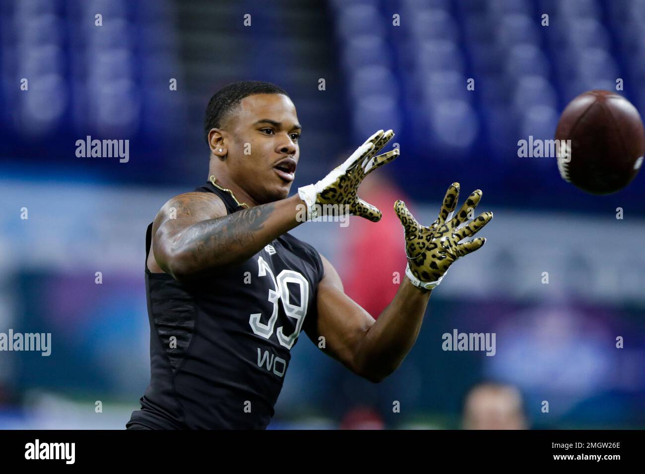 Rhode Island wide receiver Aaron Parker runs a drill at the NFL ...