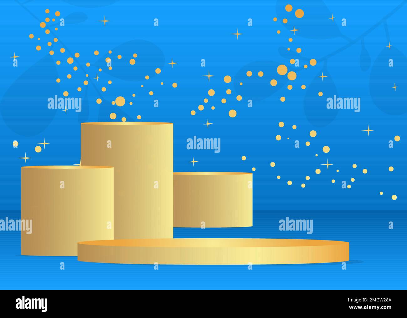 Gold and Blue Mockup product display. Vector 3D cylinder pedestal ...
